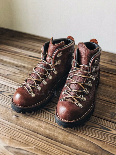 Heavy bison leather mountain light outdoor hiking boots Goodyear ...