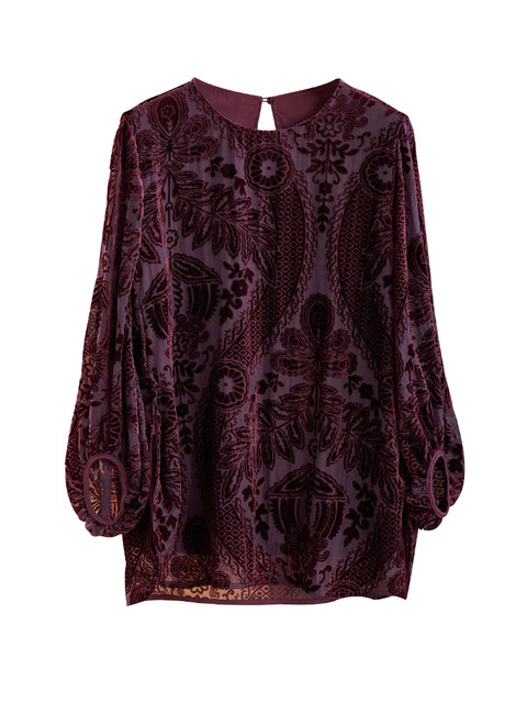 Angora red gold velvet jacquard top for women 2025 autumn and winter ...