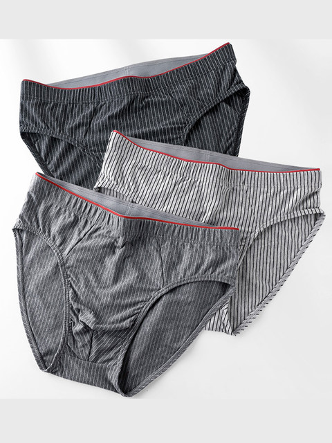 Comfortable pure cotton men's briefs in summer thin striped ...