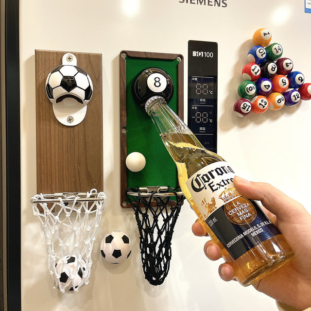 Bottle opener magnetic refrigerator sticker creative billiards bottle ...
