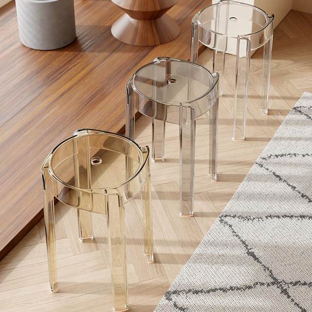 Nordic transparent plastic stool acrylic thickened household stackable ...
