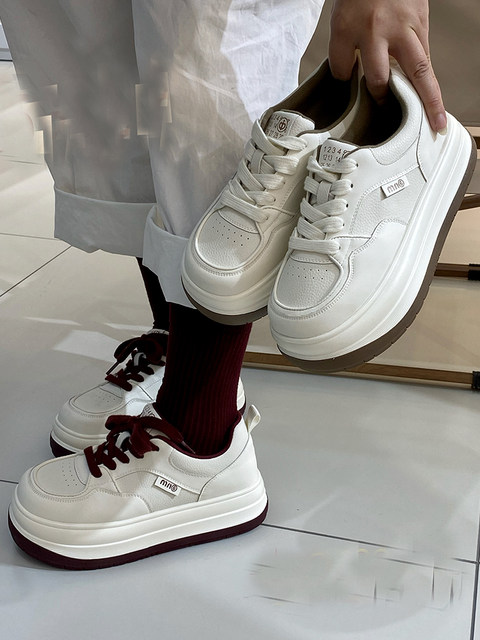 White shoes for women in autumn and winter genuine leather versatile ...