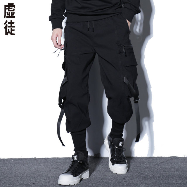 Spring dark black legging overalls men's trendy brand functional ...