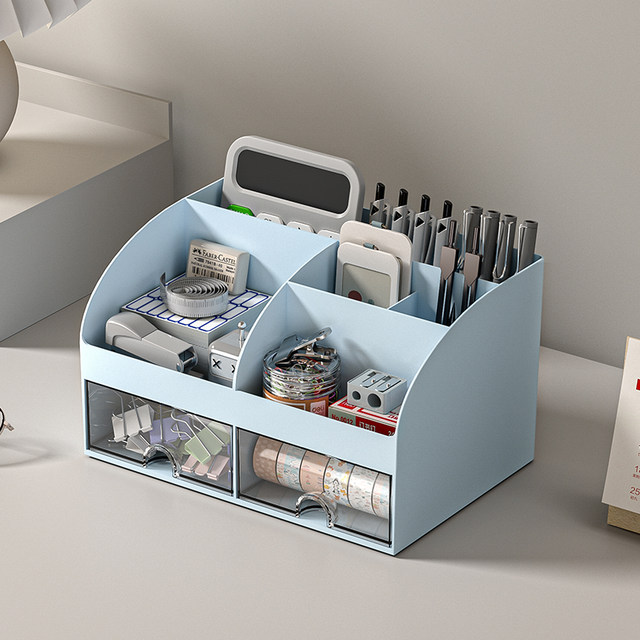 Stationery storage box desktop drawer student desk pen holder work ...