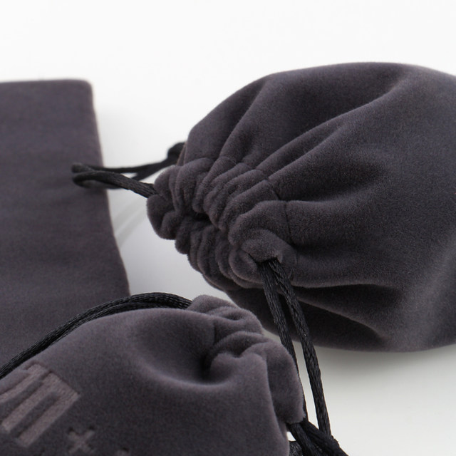 Dark gray plush cloth bag drawstring pocket jewelry storage small cloth ...