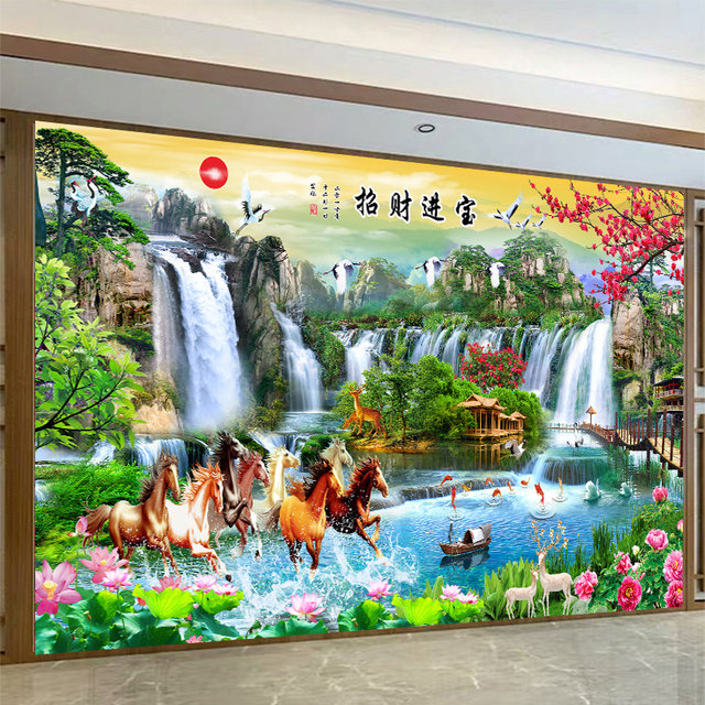 Landscape painting wallpaper self-adhesive landscape painting wall ...