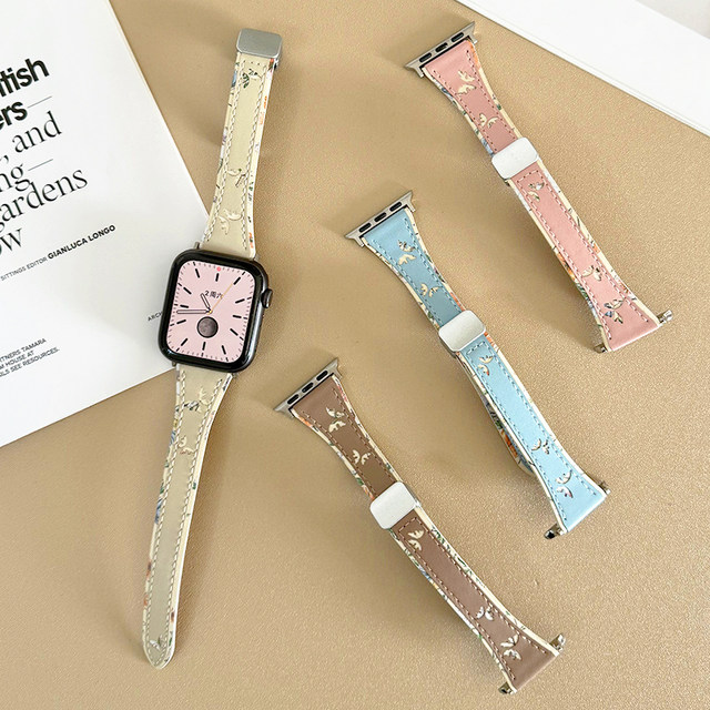 Butterfly magnetic leather iwatch strap niche Japanese suitable for ...
