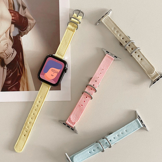 Small waist canvas nylon summer Japanese iwatch strap se suitable for ...