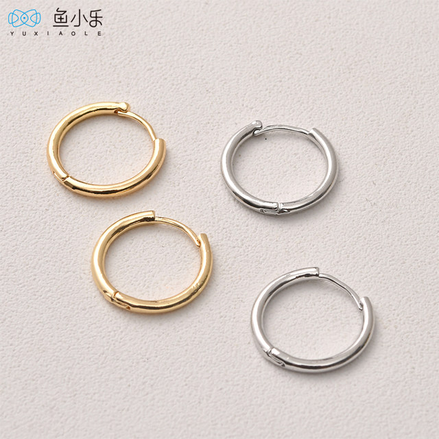 Copper plating 14K bag gold simple temperament wild round ear buckle earrings DIY homemade ...