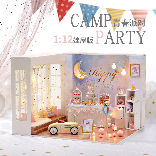 Zhiquwu diy cabin youth party hand-assembled wooden ob11 doll house creative model toy house