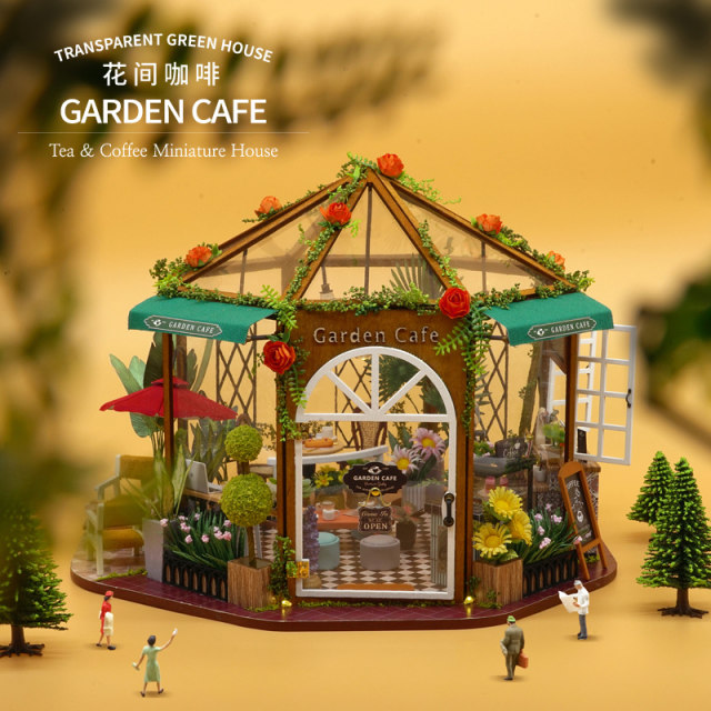 Wisdom house diy hut flower room coffee handmade assembled toy model ...