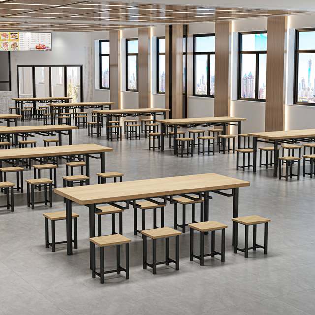 Company canteen dining table and chairs, employee dining hall tables ...