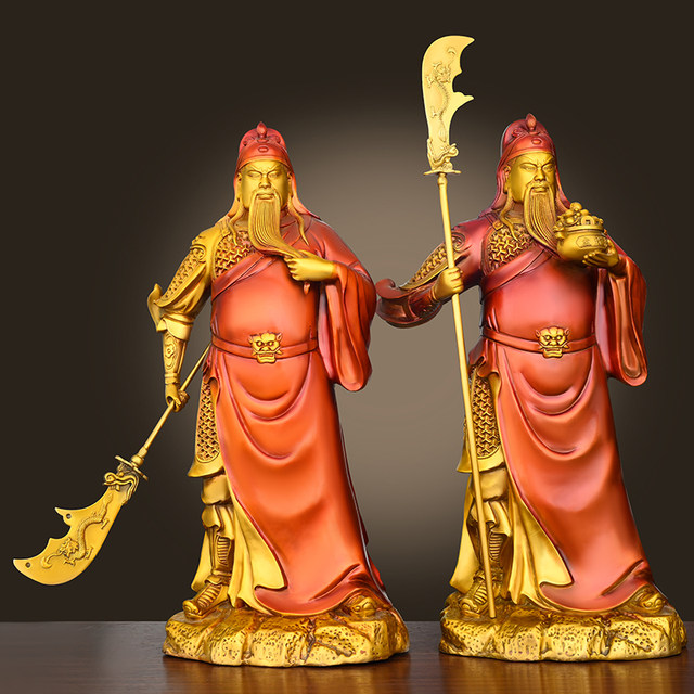 Pure copper Guan Gong ornaments bronze statue standing knife Guan Er Ye ...