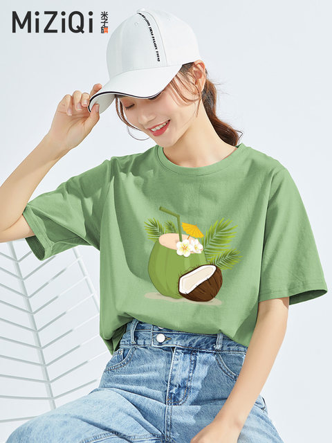Mizi Banner Short -sleeved T -shirt Female Xia Punish Cotton 2024 new ...