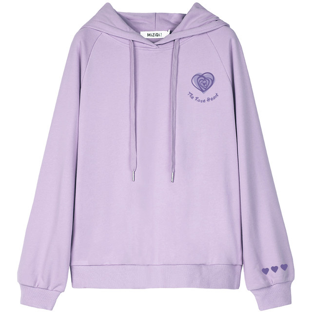 Mizi Banner Purple Hooded Course Women's Autumn and Winter 2024 New ...