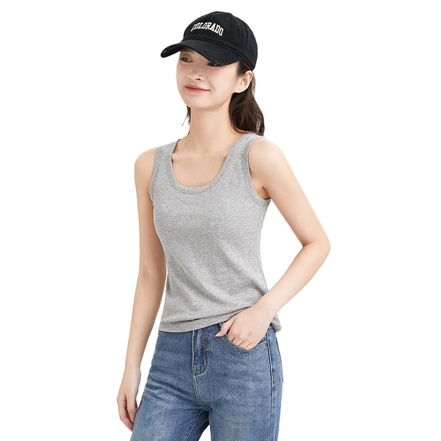 Gray round neck sleeveless camisole women's 2024 summer new model with ...