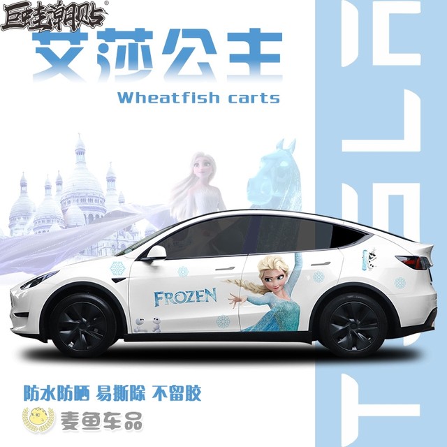 Tesla Model Y Elsa Princess Car Decal Latte Art Edamame 3 Frozen ...
