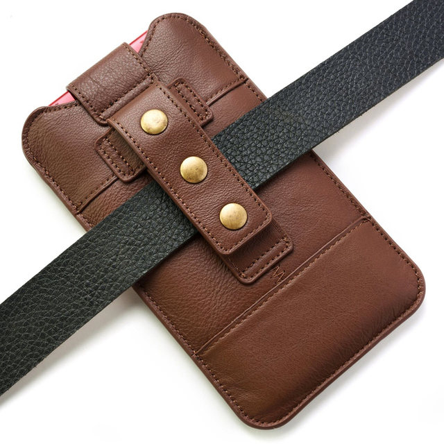 Cowhide vertical single-layer universal mobile phone waist bag holster ...