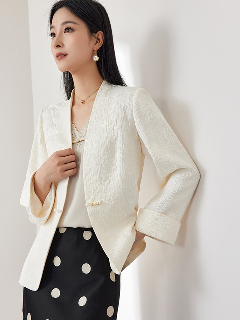 Ou Nianxue 2025 Spring New Women's Long -sleeved V -neck Flower Flower ...