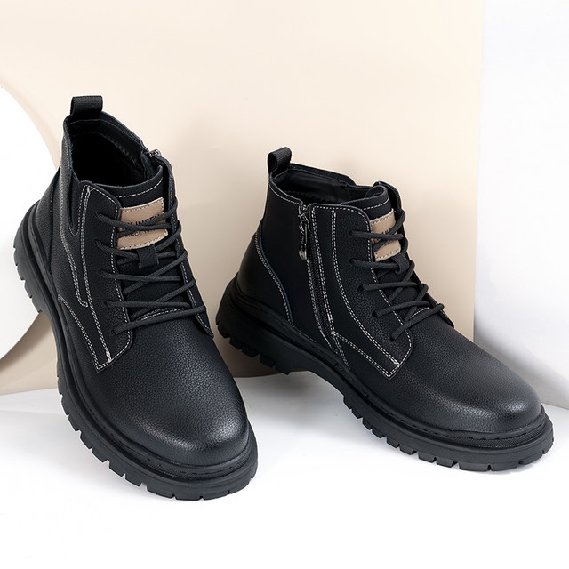 Mulinsen men's shoes 2024 winter new leather Martin boots for men's comfortable and versatile ...