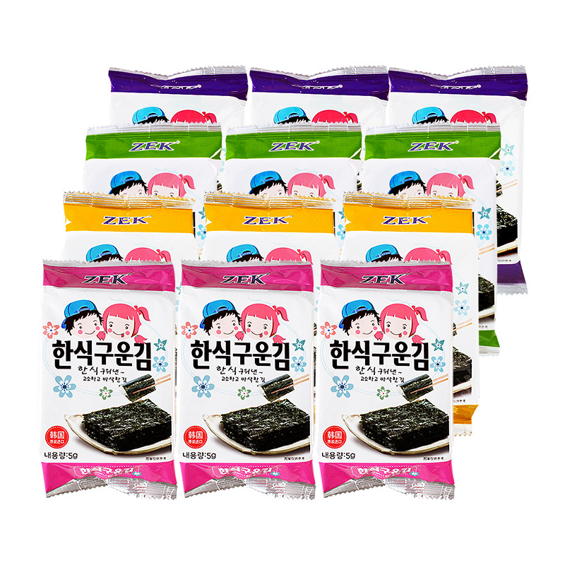 Korean imported food children's ready-to-eat zek seaweed x24 packs of baby seaweed and rice ...