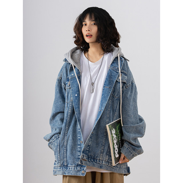 Water sun holiday Japanese women's spring hooded denim jacket men and ...