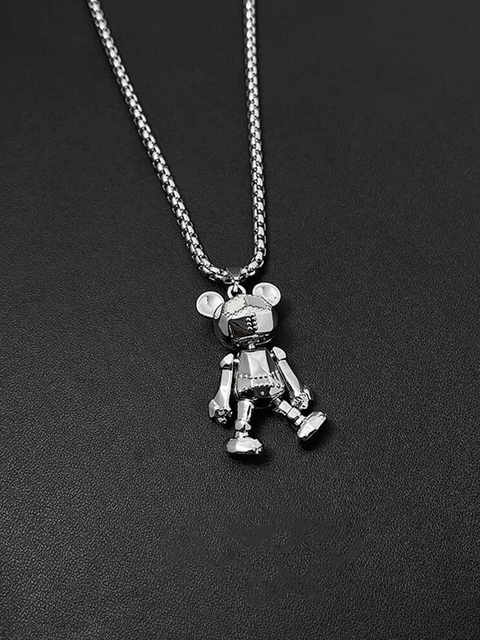 Titanium steel necklace men's trendy brand violent bear pendant hip-hop ...
