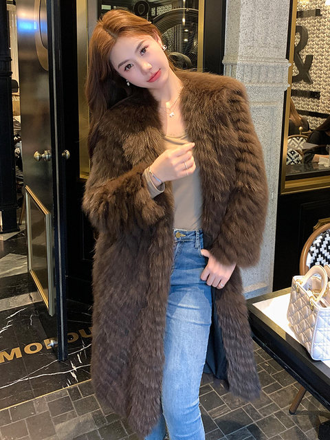 Mi Bella winter imported fox fur heavy craft mid-length fur coat ...