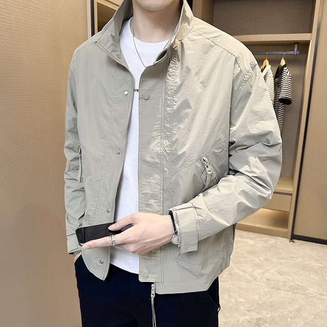Spring, summer and autumn new stand-up collar jacket for men, thin ...