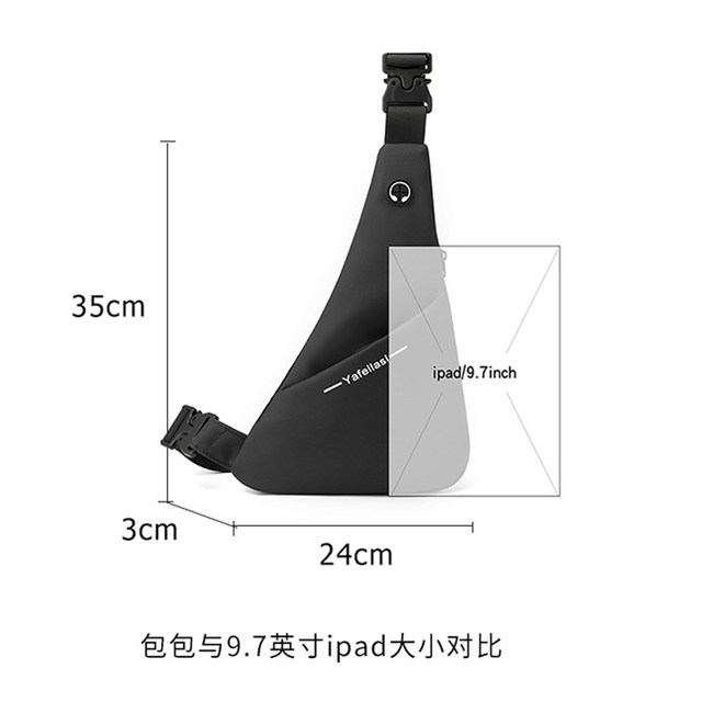 Expandable chest bag for men, front and back, carryable shoulder ...