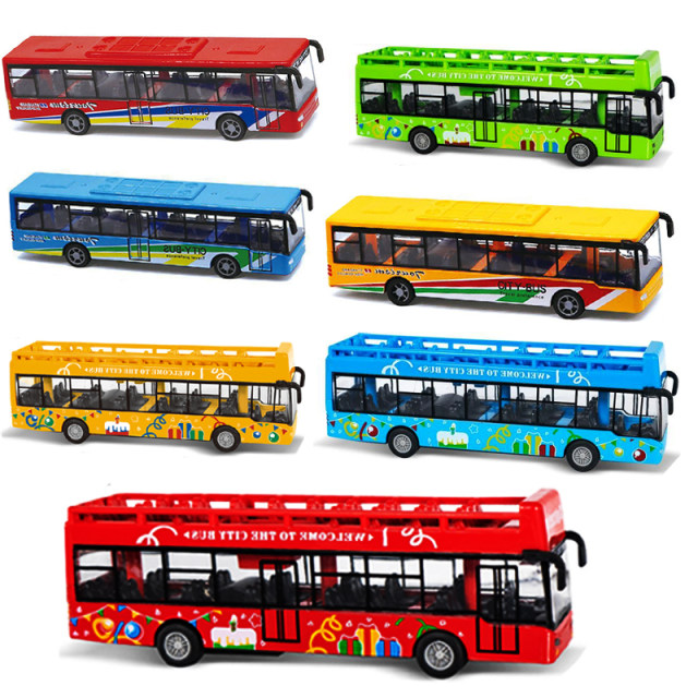 Alloy pull-back double-decker bus children's simulation convertible ...