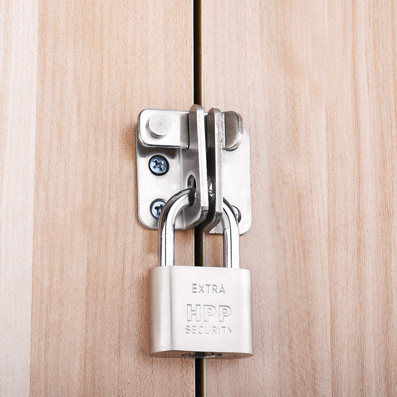 Stainless Steel Bolt-Free Punching Door Buckle Padlock for Cabinet Security