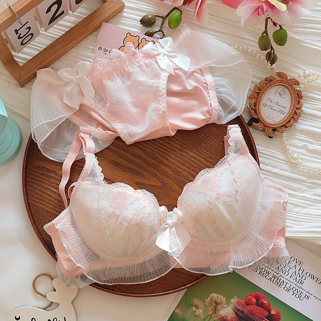 About Su Nian Xiang Nuan~Sweet and cute lace underwear girl bra set with underwire push-up pure ...