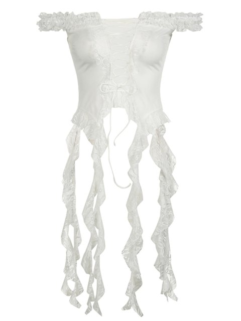 ROCKMORE Sexy vacation style lace streamer slim strapless women's pure ...