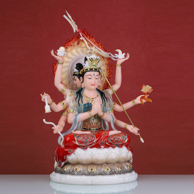 Doumu Yuanjun statue for home worship white marble painted Doumu ...