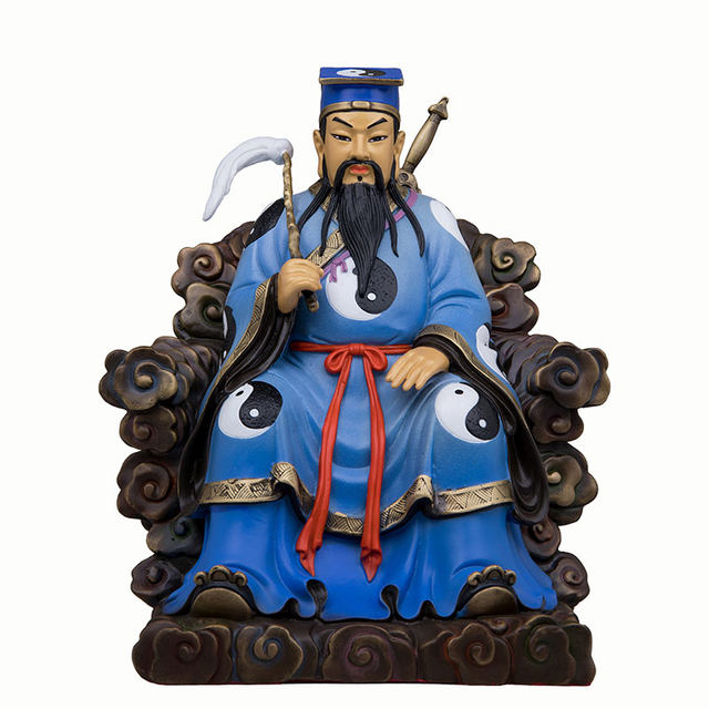 Brass painted statue of Lu Zu, Chunyang Patriarch Lu Dongbin, statue of ...