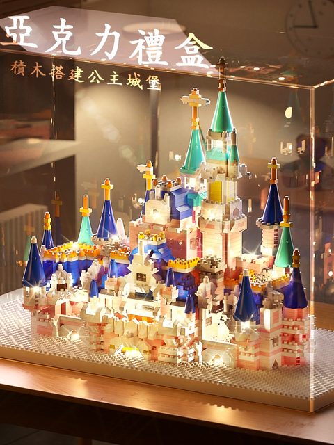 Girls assembled building blocks Disney Princess Castle little girl ...