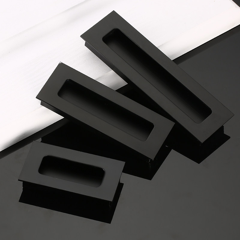 Black concealed handle modern simple invisible wardrobe door handle ...