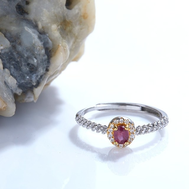 Natural ruby ring for women sterling silver inlaid with gemstones newly ...