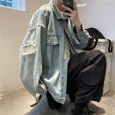 Ripped street jacket, high-end style men's spring and autumn handsome ...