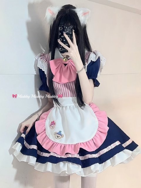 Miubby garden doll Japanese cute cat claw powder lolita maid outfit cos soft girl dress