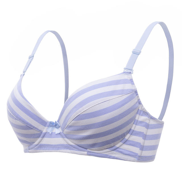 Feiai Plai striped bra big cup big steel ring underwear small bottom ...