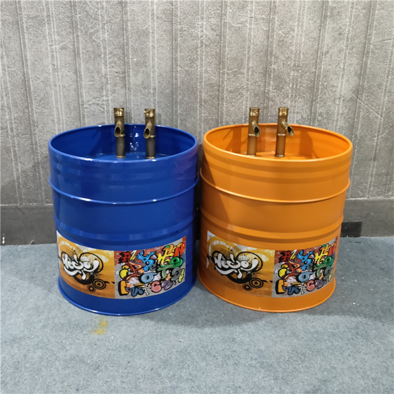 Round Oil Barrel Industrial Style Wash Basin for Kindergarten - Iron ...