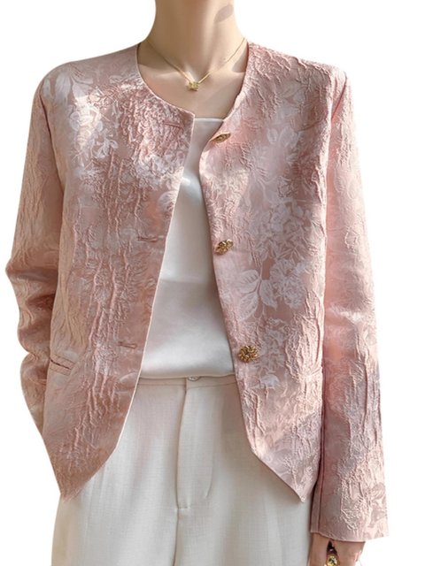 New spring jacquard round neck Chinese jacket for women's short Chinese ...