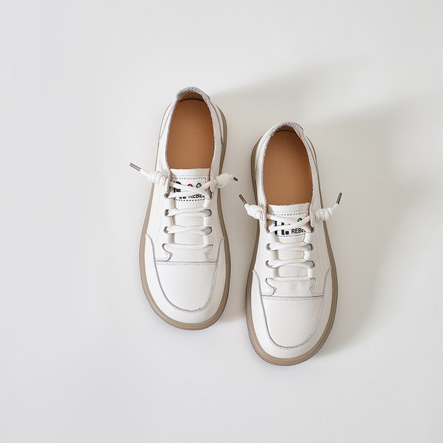 Cowhide small white shoes for women 2024 spring and autumn new style ...