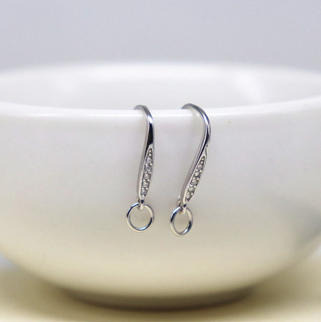 Sterling silver earring accessories s925 homemade thin diamond ear hook micro-inlaid diy clip ...