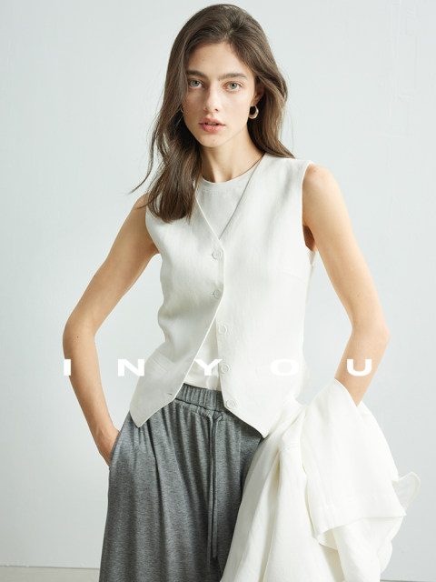 Cause loose slim linen vest vest for women in summer layered suit horse ...