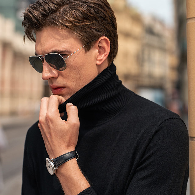 MrBu Mr. Bu's business turnable turtleneck sweater autumn and winter ...