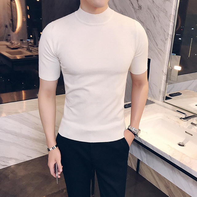 Men's sweater half turtleneck autumn and winter new short-sleeved ...
