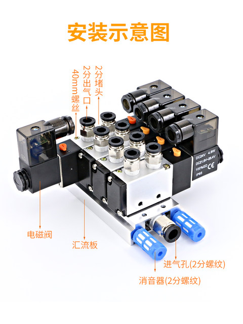 Bus plate 4V210 blind plate connection installation gas discharge valve ...